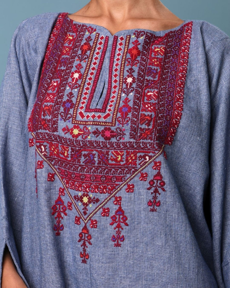Traditional Palestinian Linen Thobe Ramallah Embroidery | تطريز رام ال ...